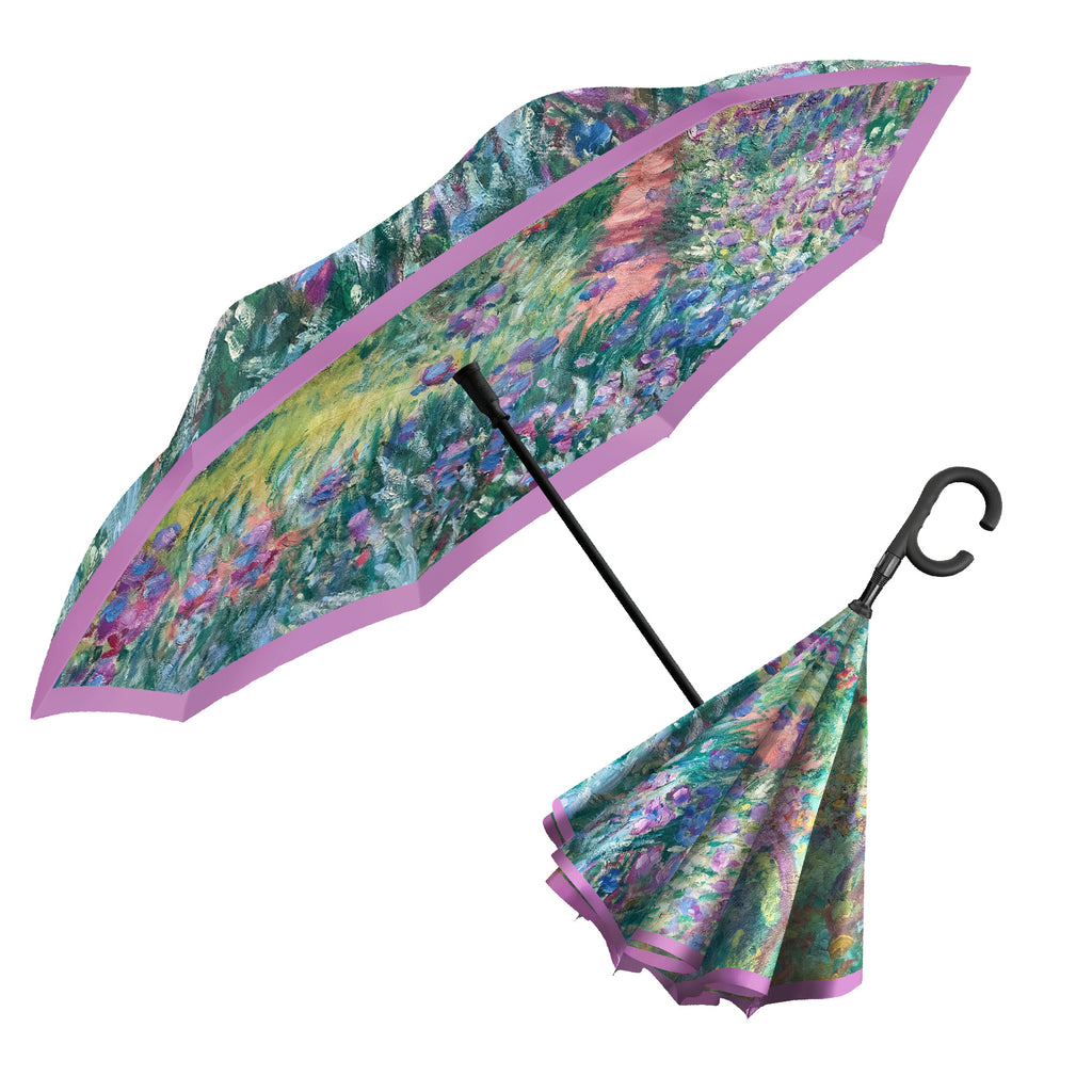 Monet Gardens at Giverny Reverse Inverted Umbrella – Hands-Free, Windp ...