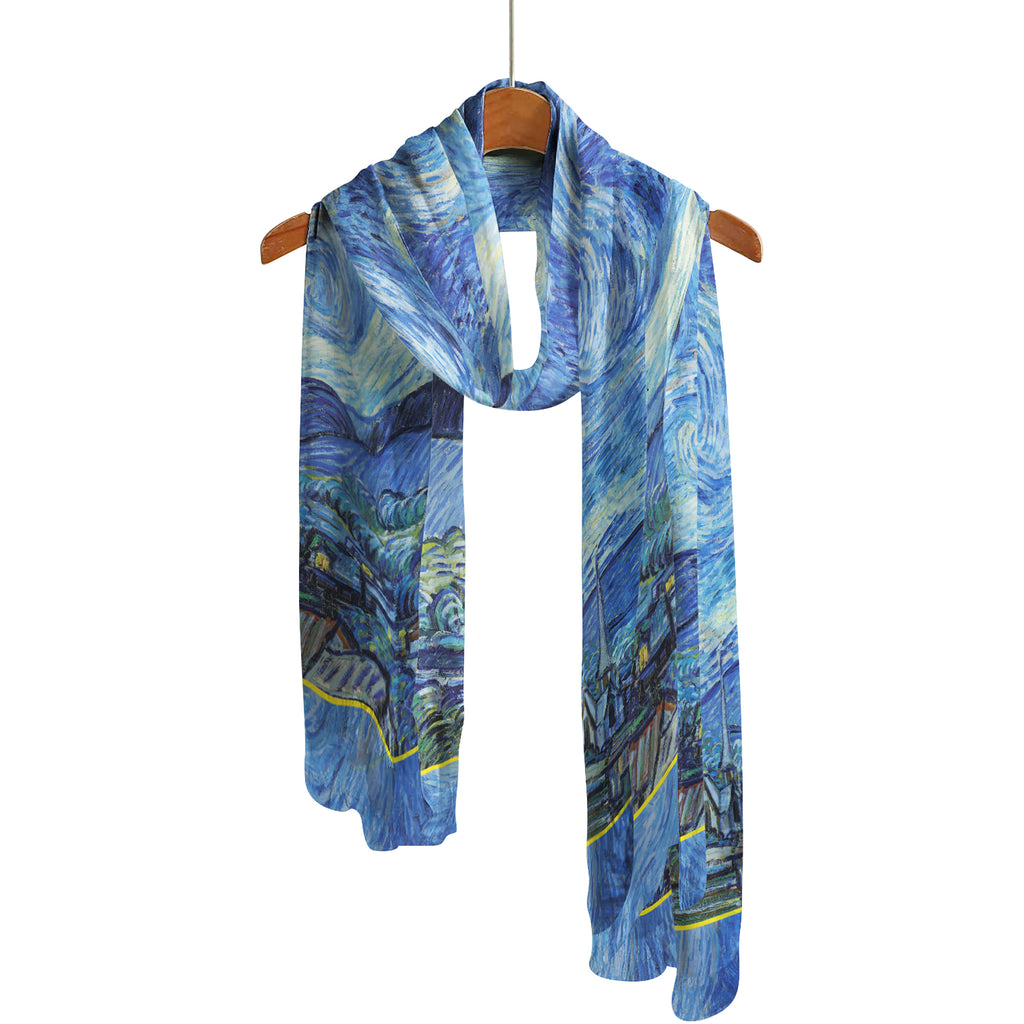 van Gogh Starry Night Long Sheer Scarf – Lightweight, Elegant, Silky-S ...